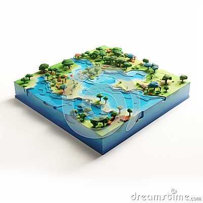 Playful 3d Model Of A Lagoon In A Multidimensional World Stock ...