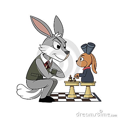 Playful Rabbit Competing In Chess Vector Illustration | CartoonDealer ...
