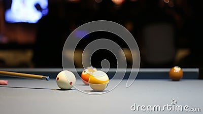 Playing Eight-ball Pool Billiards in a Bar Stock Video - Video of hole ...