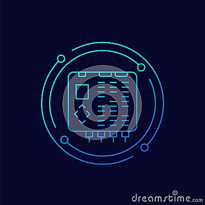 PLC Line Icon, Programmable Logic Controller Cartoon Vector ...