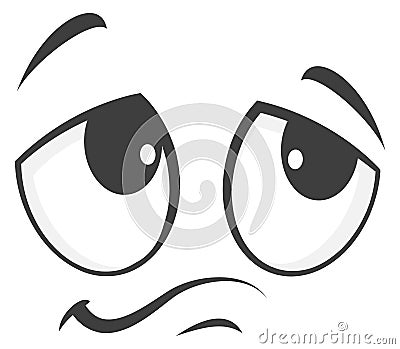 Pleading Comic Face. Big Eyes Begging Expression Vector Illustration ...