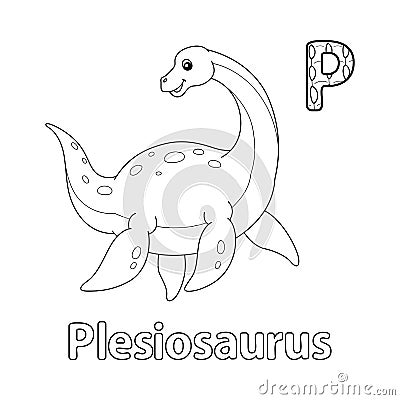 Plesiosaurus Alphabet Dinosaur ABC Coloring Page P Cartoon Vector ...