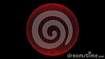 Plexus Style Loop Rotate Sphere Animation Cycle. Red Dots and Lines on ...