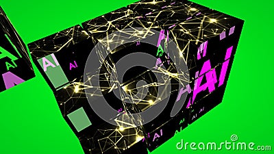 Plexus Technology on Cube Artificial Intelligence Concept on Green ...