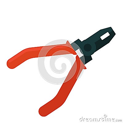 Pliers With Red Handles Isolated On White Vector Illustration ...