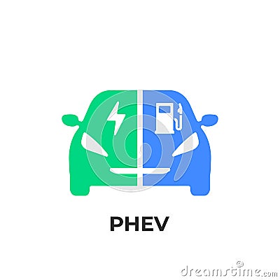 Plug-in Hybrid Electric Vehicles PHEV Icon, Half Section Part Of ...