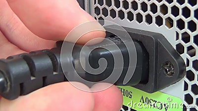 Plugging the Power Cord To a Desktop Computer. Stock Video - Video of ...
