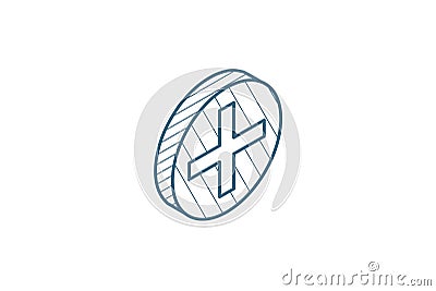 Plus Sign, Positive Isometric Icon. 3d Line Art Technical Drawing ...