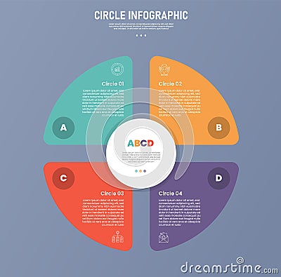 4 Point Circle Infographic Stage Or Step Template With Big Circle ...