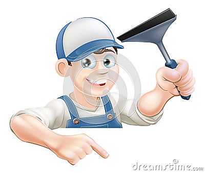Pointing Window Cleaner Vector Illustration | CartoonDealer.com #81373852