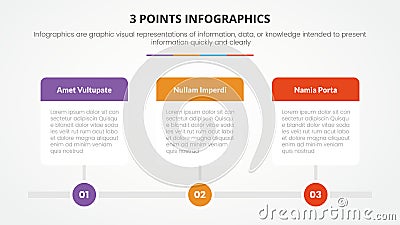 3 Points Or Stages Infographic Concept With Right Direction And Square Timeline For Slide ...