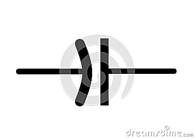 A Polarized Capacitor Electrical Symbol Against A White Backdrop Stock ...
