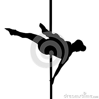 Pole Dance, Silhouette, Girl Dancing On Pylon. Cartoon Vector ...