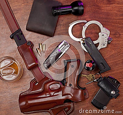 Police Equipment On A Table Stock Photography - Image: 19957172