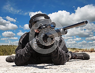 Police Sniper In Action Stock Photo - Image: 60780376