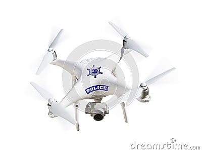 Police Unmanned Aircraft System, UAS Drone Isolated On A White ...