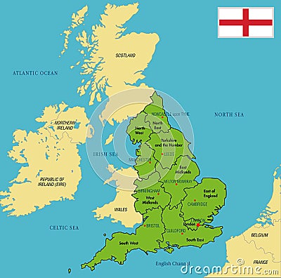 Political Map Of England With Regions And Their Capitals Vector ...