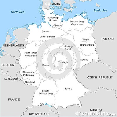 Political Map Of Germany With Borders With Borders Of Regions Vector ...