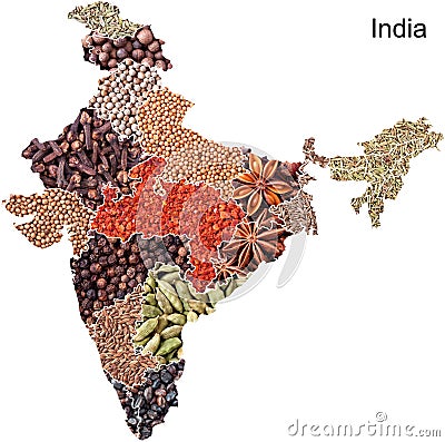 Political Map Of India With Spices Stock Image - Image: 20474441