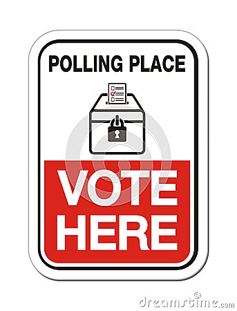 Polling Place Vote Here - Election Sign Cartoon Vector | CartoonDealer ...