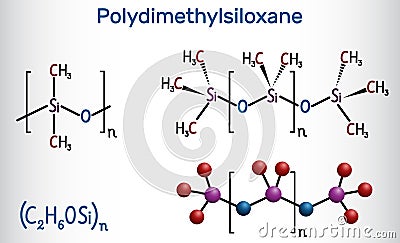 Polydimethylsiloxane, PDMS, Silicone Polymer, Molecule. Structural ...