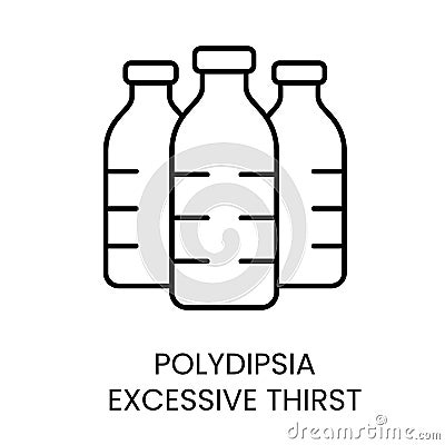 Polydipsia Excessive Thirst, Symptom In Diabetes Vector Line Icon With ...