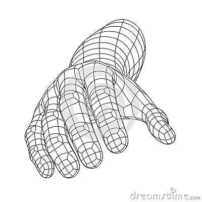 Polygon Mesh Or Wireframe Hand Reaching To Viewer Cartoon Vector ...