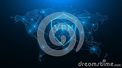 Polygonal Vector Illustration Of The Virtual Private Network, Shield ...