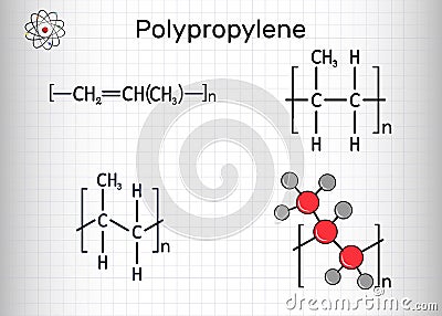 Polypropylene, Polypropene Molecule. Structural Chemical Formula And ...