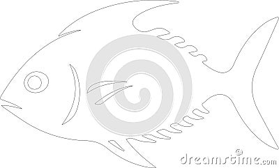 Pompano Outline Silhouette Generative Ai Cartoon Vector | CartoonDealer ...