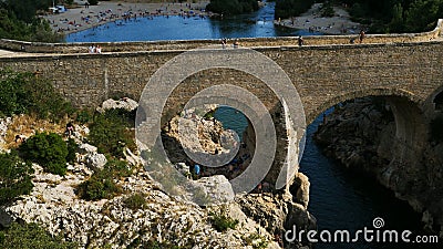 The Pont Du Diable Devill S Bridge, Herault River, Herault, Occitanie ...