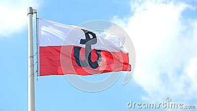 Poolse Vlag Met Het Symbool Van Het Vechten Van Polen Stock Footage ...