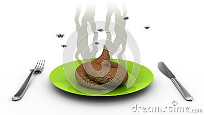 Poop on a Plate. 3D Animation in Cartoon Style. Alpha Channel, Loopable ...