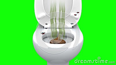 Poop in the Toilet. 3D Animation, Green Screen, Loopable. Stock Footage ...