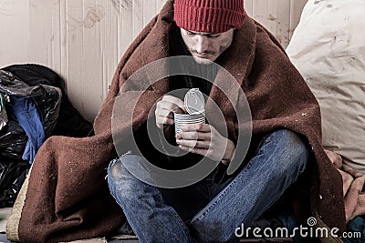 The Poor Man Eating On The Street Stock Photo - Image: 44088721