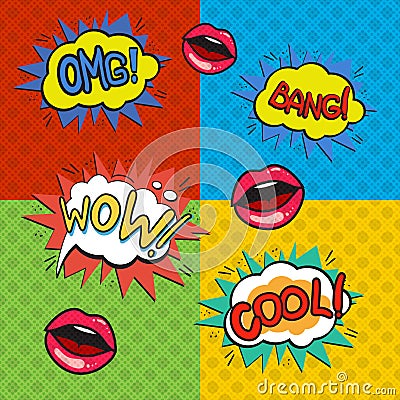 Pop Art Logos Set Vector Illustration | CartoonDealer.com #92521368