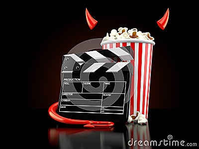Popcorn And Clapboard With Devil Horns And Tail Royalty-Free ...