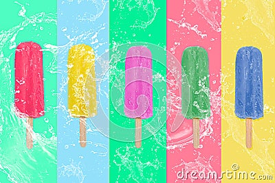 Popslices Of Different Flavors With Colorful Backgrounds Stock Image ...