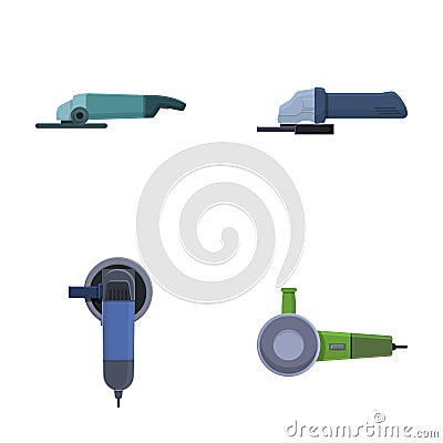 Portable Grinder Icons Set Cartoon Vector. Various Grinding Machine ...