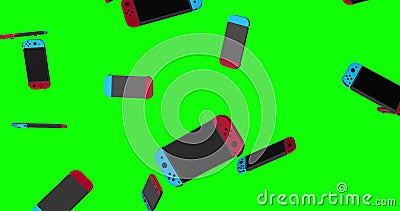 Portable Videogame Nintendo Switch Console Falling Green Screen ...