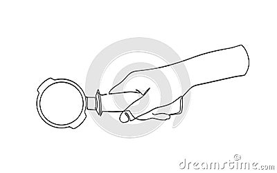 Portafilter Vector Illustration. One Line Coffee Device. Hand Holding ...
