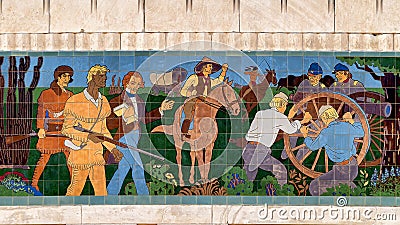 Portion Of A Long Ceramic Tile Mural By Kenneth Gale At The Top Of The ...