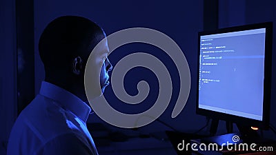 Portrait of African American Man Programmer Coding Network Security ...