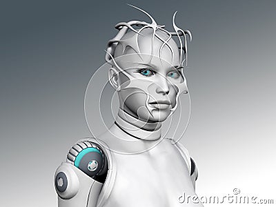 Android Woman Head on a Podium. Stock Illustration - Illustration of ...