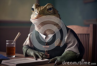 Portrait Of An Anthropomorphic Toad Dressed As A Schoolboy In A ...