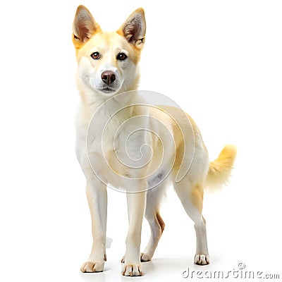 Portrait Of Canaan Dog Dog Looking At Camera, Copy Space With White ...