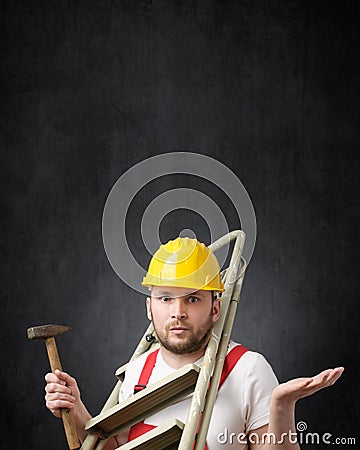 Portrait Of A Clumsy Worker With Tools Stock Photo | CartoonDealer.com ...