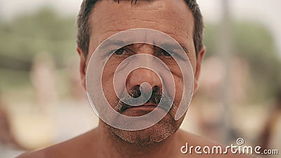 Portrait of an Evil Man with a Mustache, with Iron Teeth Stock Video ...