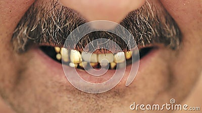 Portrait of an Evil Man with a Mustache, with Iron Teeth Stock Video ...