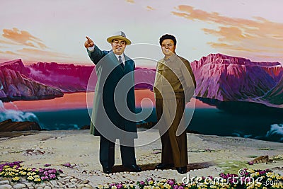 Portrait Of Kim Il-sung And Kim Jong-Il Editorial Image - Image: 28943265
